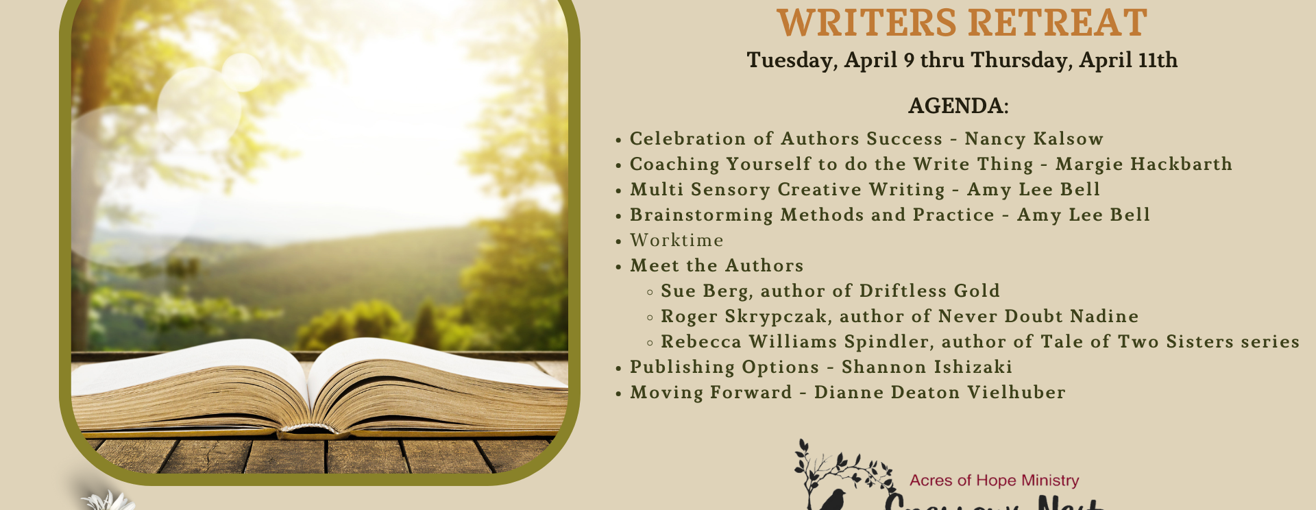 Faith Forward Writers Retreat Spring 2024